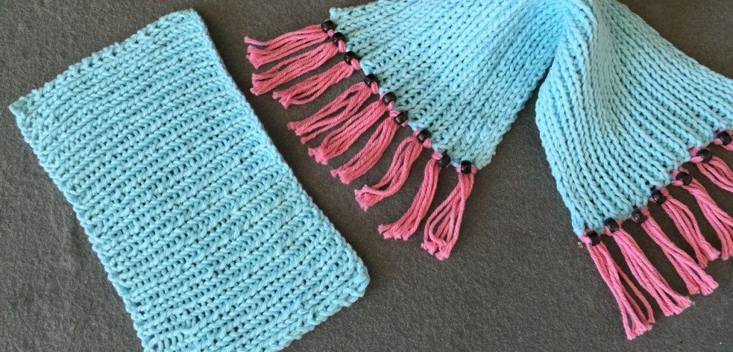 Knit one - Purl one Continental Knitting step-by-step, fringes